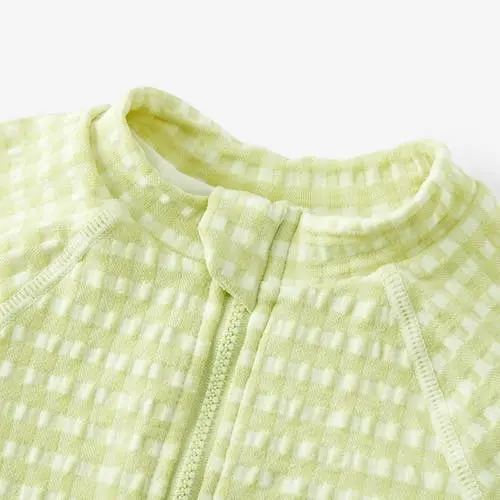 MILKBARN Zipper Shortall Swimsuit - Green Gingham